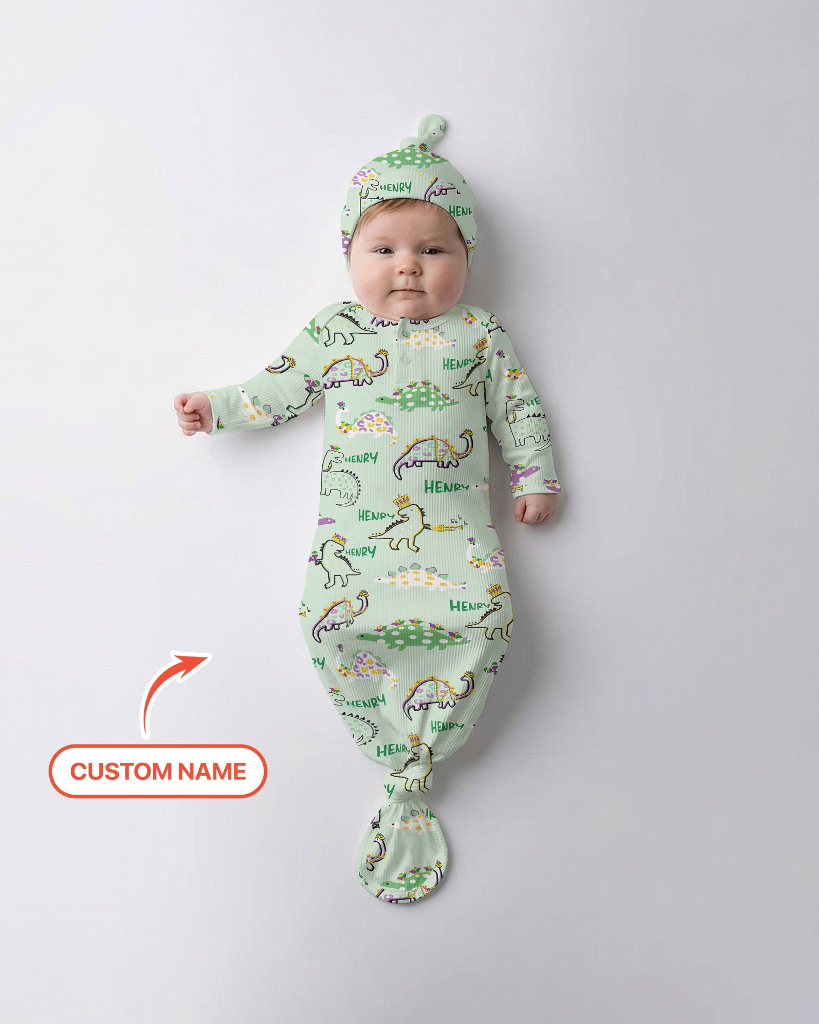 Custom Name Mardi Gras Saurus Knot Gown – Zumbamboo