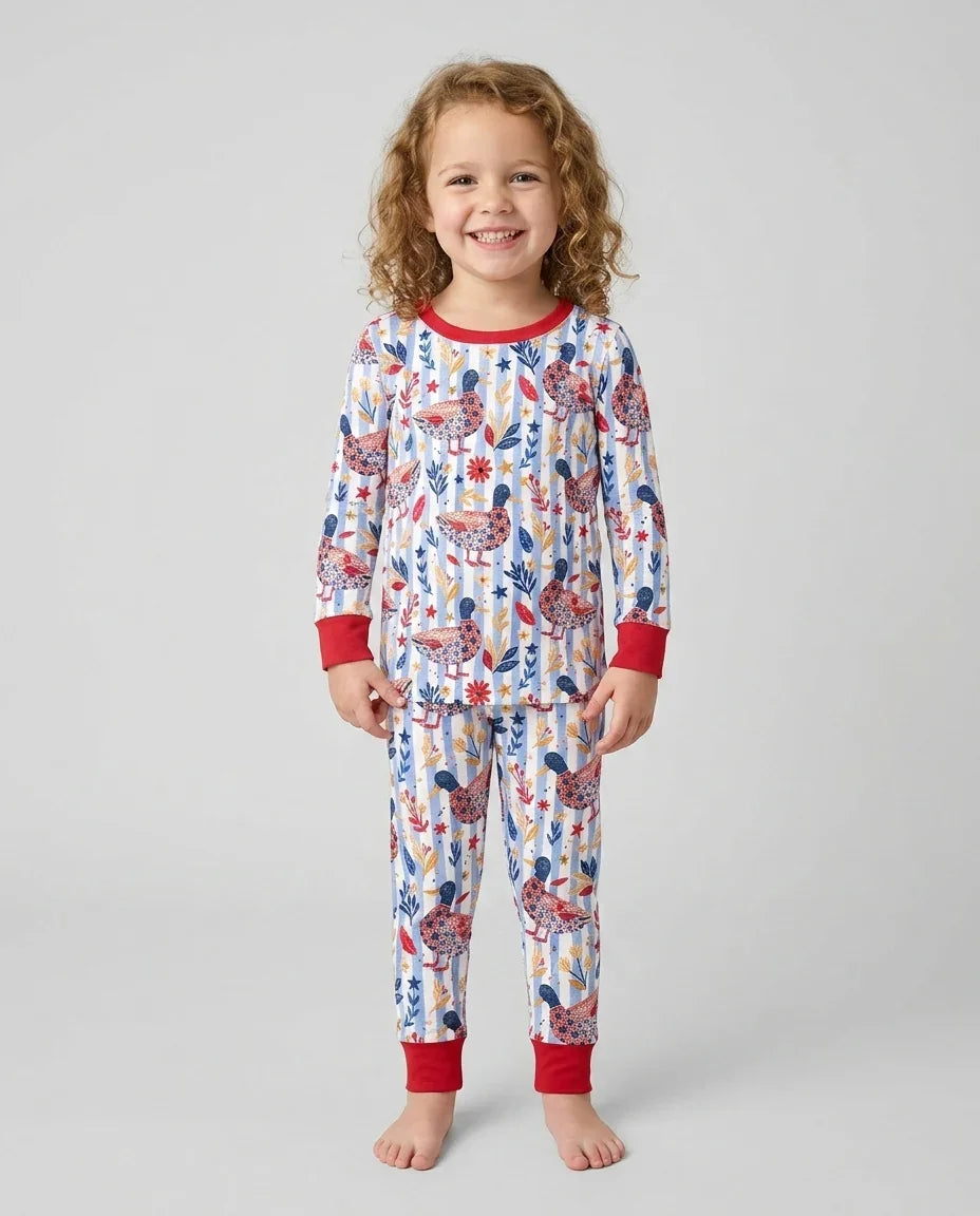 Patriotic Mallard Duck Bamboo Two Piece Long Sleeve Pajama Set – Zumbamboo