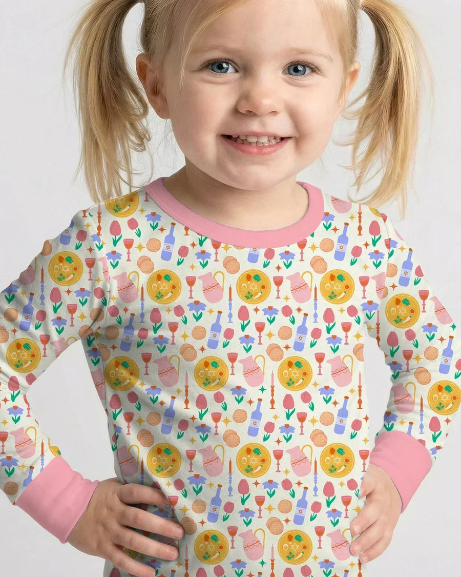 Pesach Sameach Matching Family Bamboo Two Piece Long Sleeve Pajama Set ...