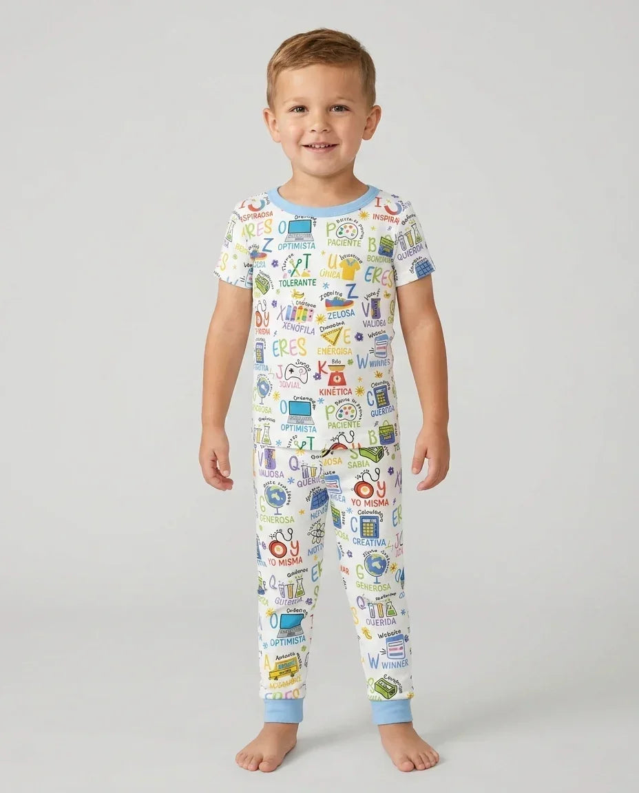 You Are Spanish Alphabet Version Bamboo Two Piece Short Sleeve Pajama ...