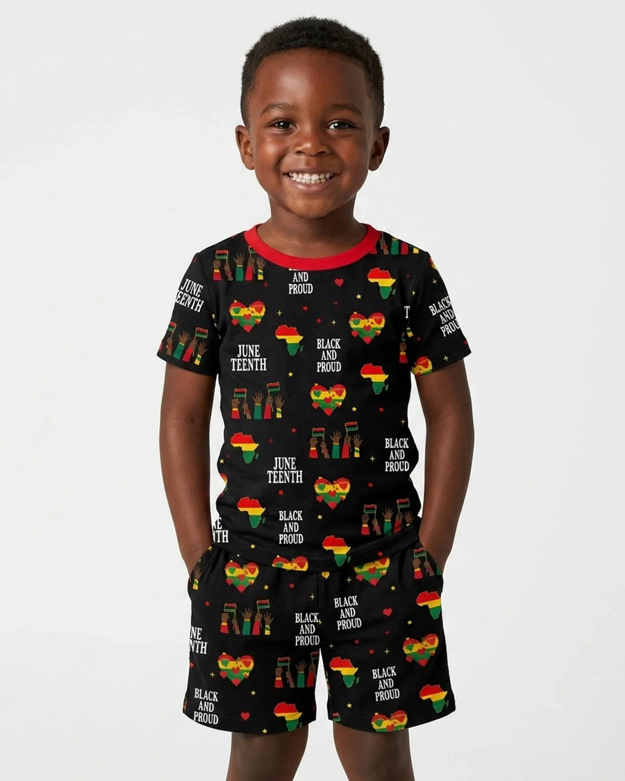 Juneteenth Black and Proud Bamboo Two Piece Short Sleeve Pajama Set ...