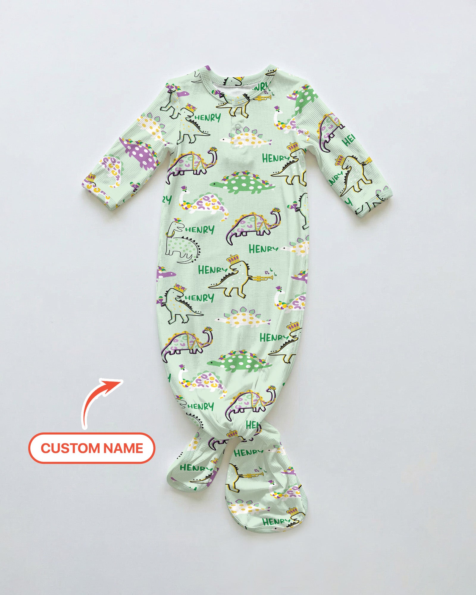 Custom Name Mardi Gras Saurus Knot Gown – Zumbamboo