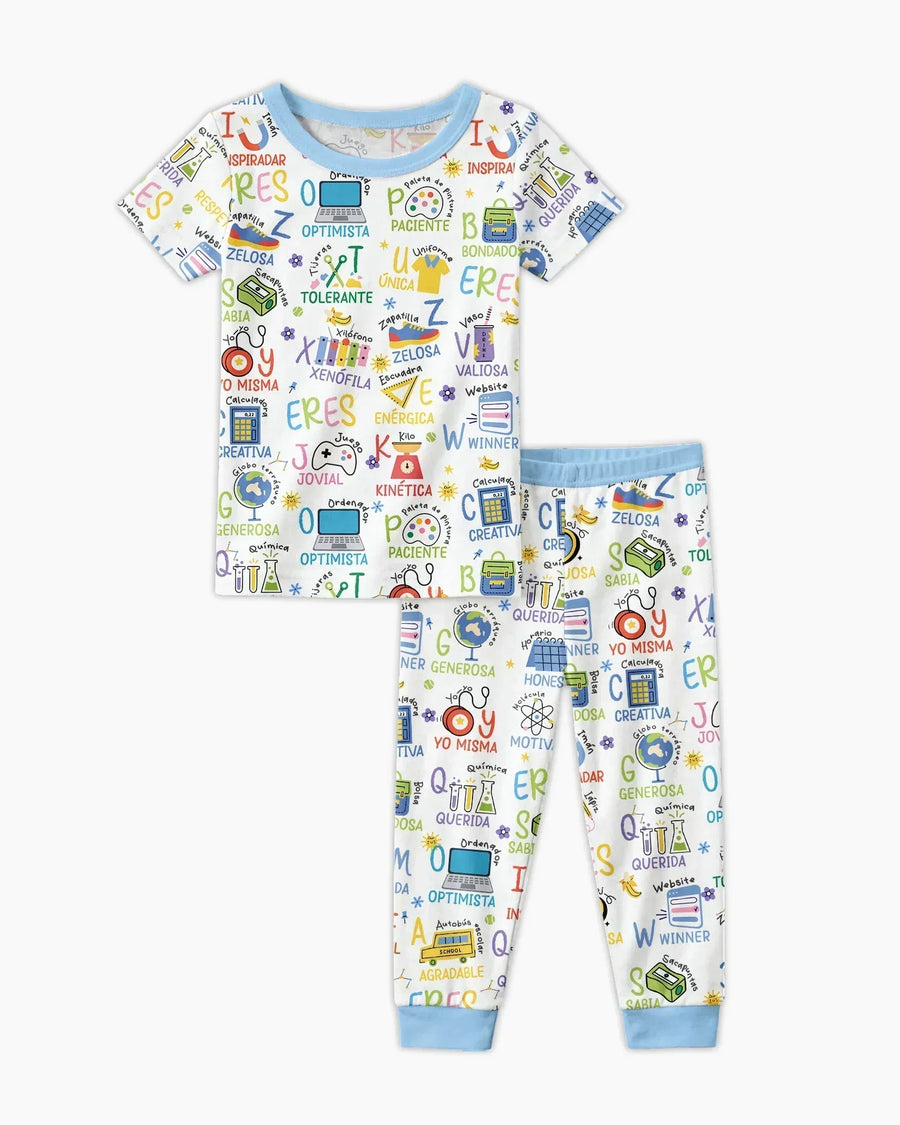 You Are Spanish Alphabet Version Bamboo Two Piece Short Sleeve Pajama ...